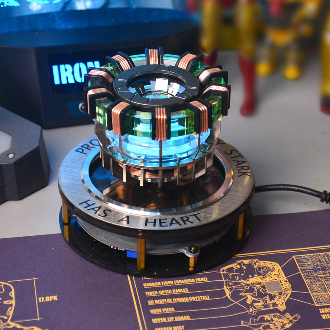 1:1 Scale MK1 Arc Reactor Floating Rotating LED Tech Desk Ornament ...