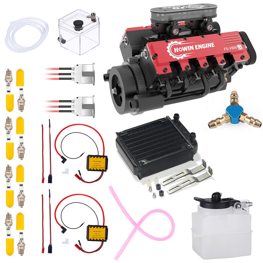 TOYAN & HOWIN V8 Engine FS-V800G 1/10 28cc Gasoline Engine with Distri ...