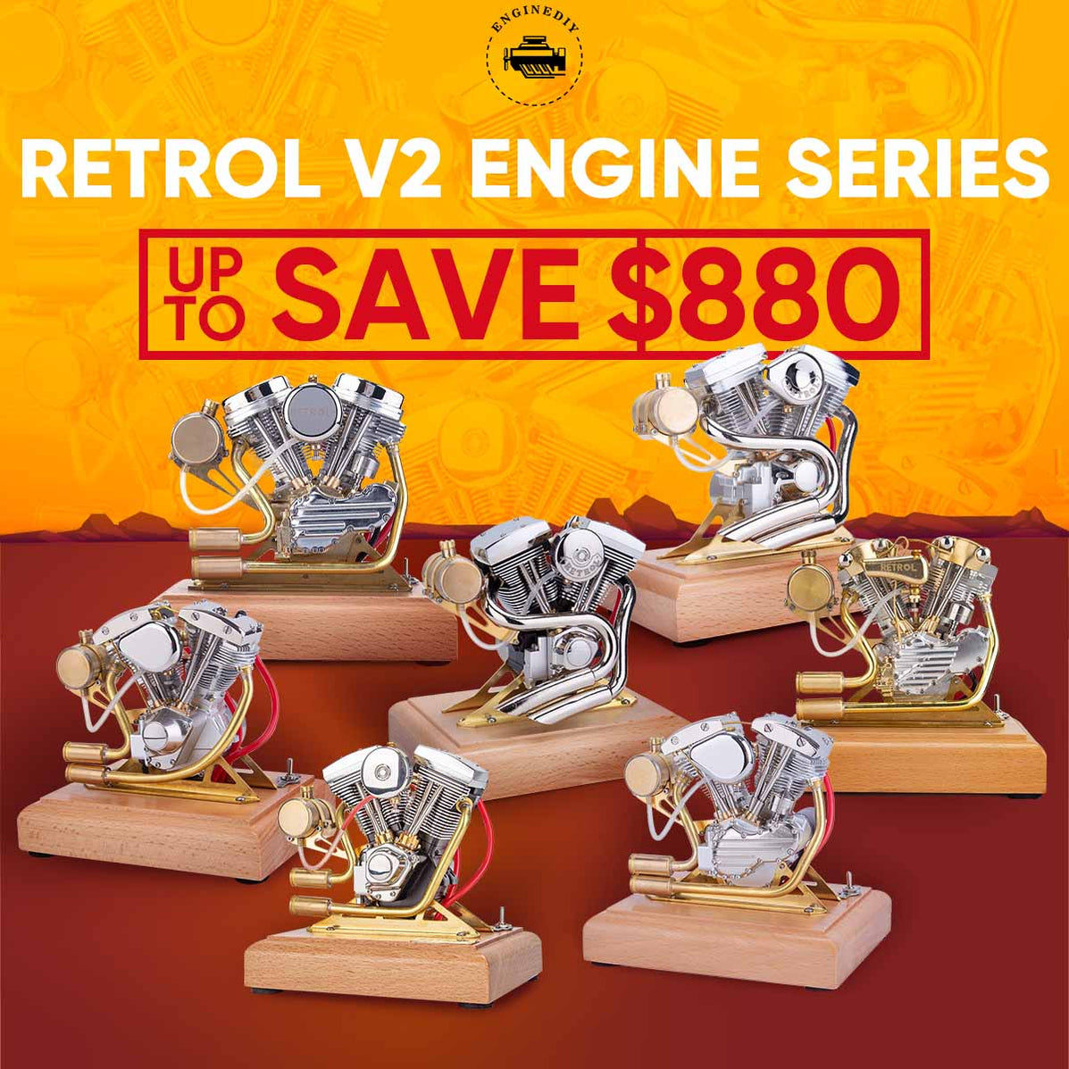 RETROL 4.2CC V-Twin Double-cylinder Four-stroke Gasoline Engine Intern ...