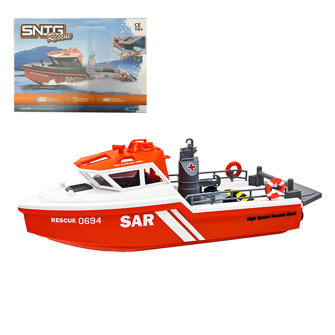 1/32 Scale 2.4G 8KM/H RC Rescue Boat Model RTR Version - EngineDIY