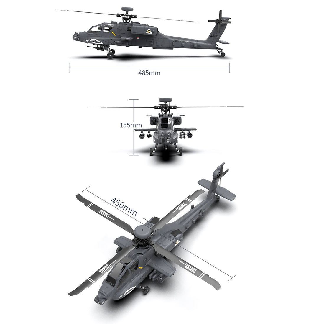 YU XIANG Apache GPS Helicopter F11-S AH64 1/32 Scale 2.4G 6CH RC Dual ...
