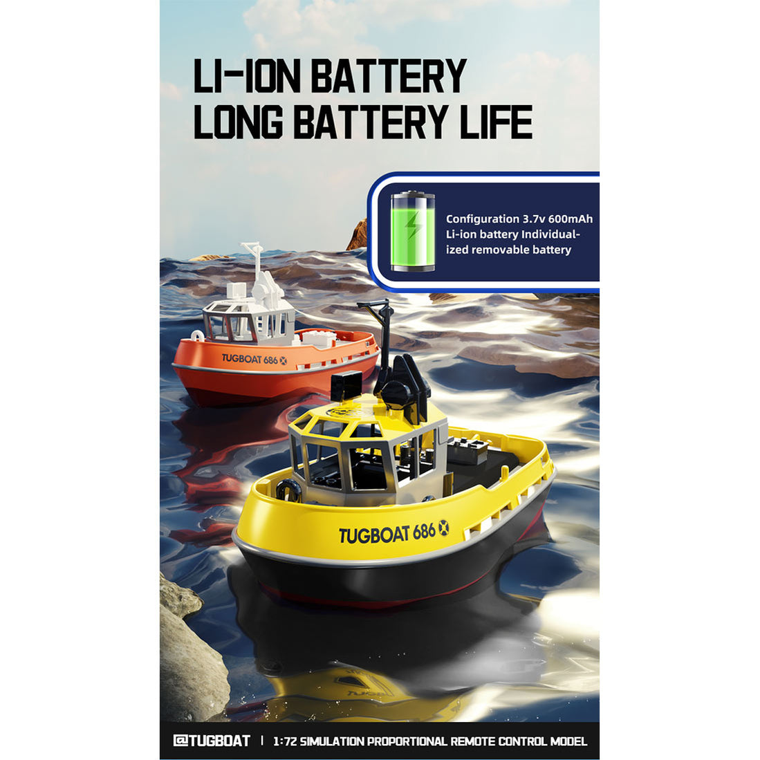 1/72 2.4Ghz RC Electric Tugboat Model RTR Version - EngineDIY