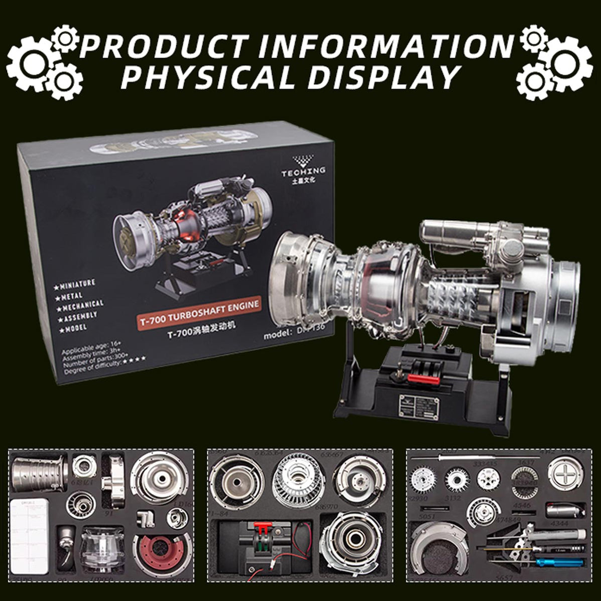 TECHING Full Metal Working Turboshaft Engine Model Kit - Build Your Own ...