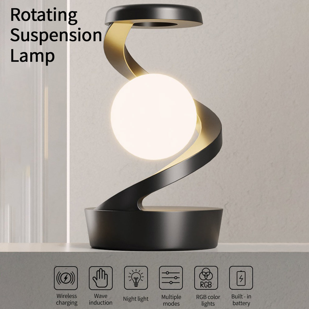 Rotating Levitating Night Light – Wireless Charging Bedside Ambient La ...