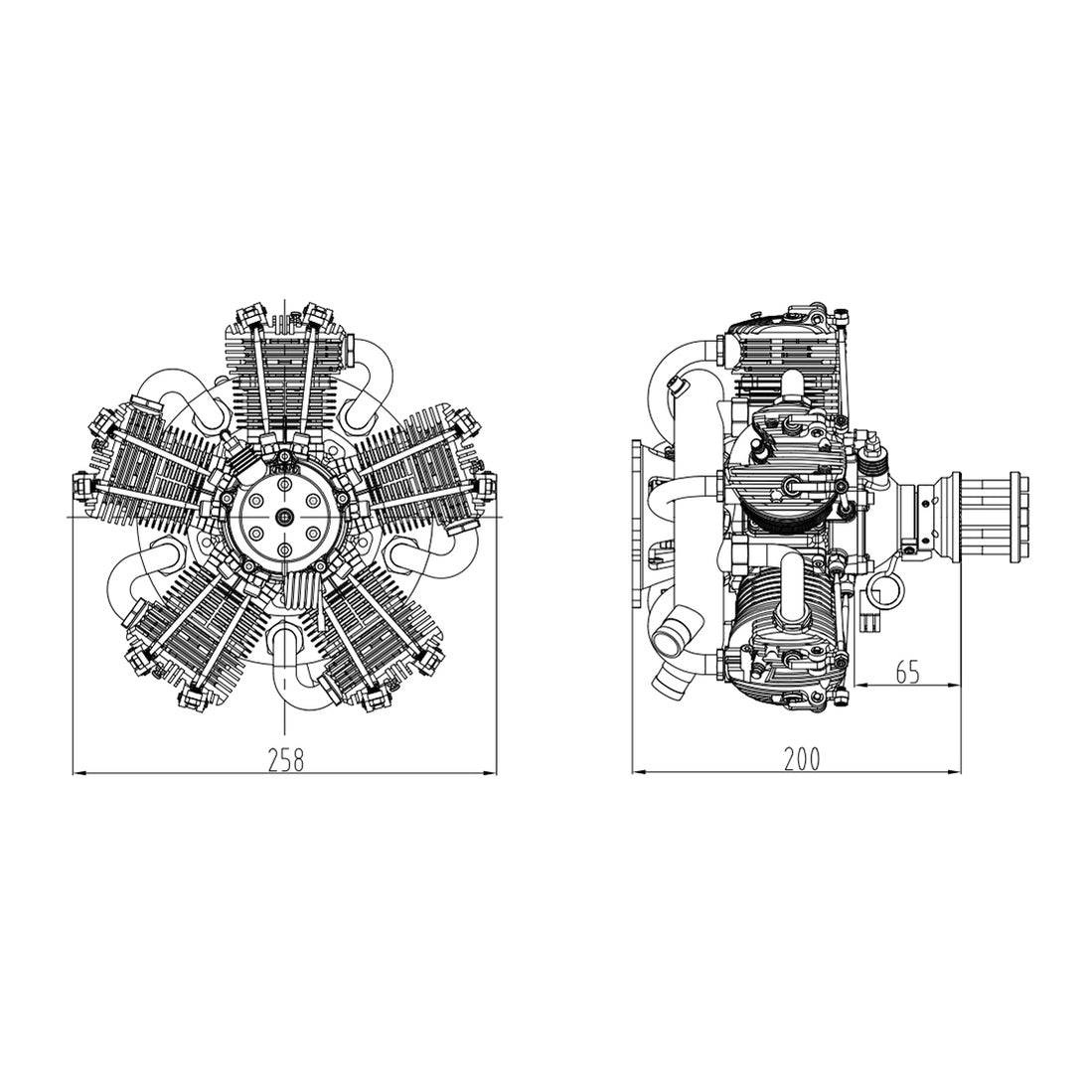 NGH GF150R5 150cc Radial Engine Air-cooled Gasoline Engine -EngineDIY