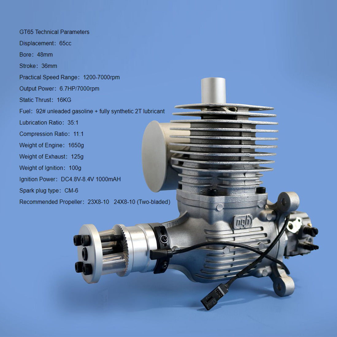 NGH GT65 65cc Single-Cylinder Two-Stroke Air-Cooled Gasoline Engine ...