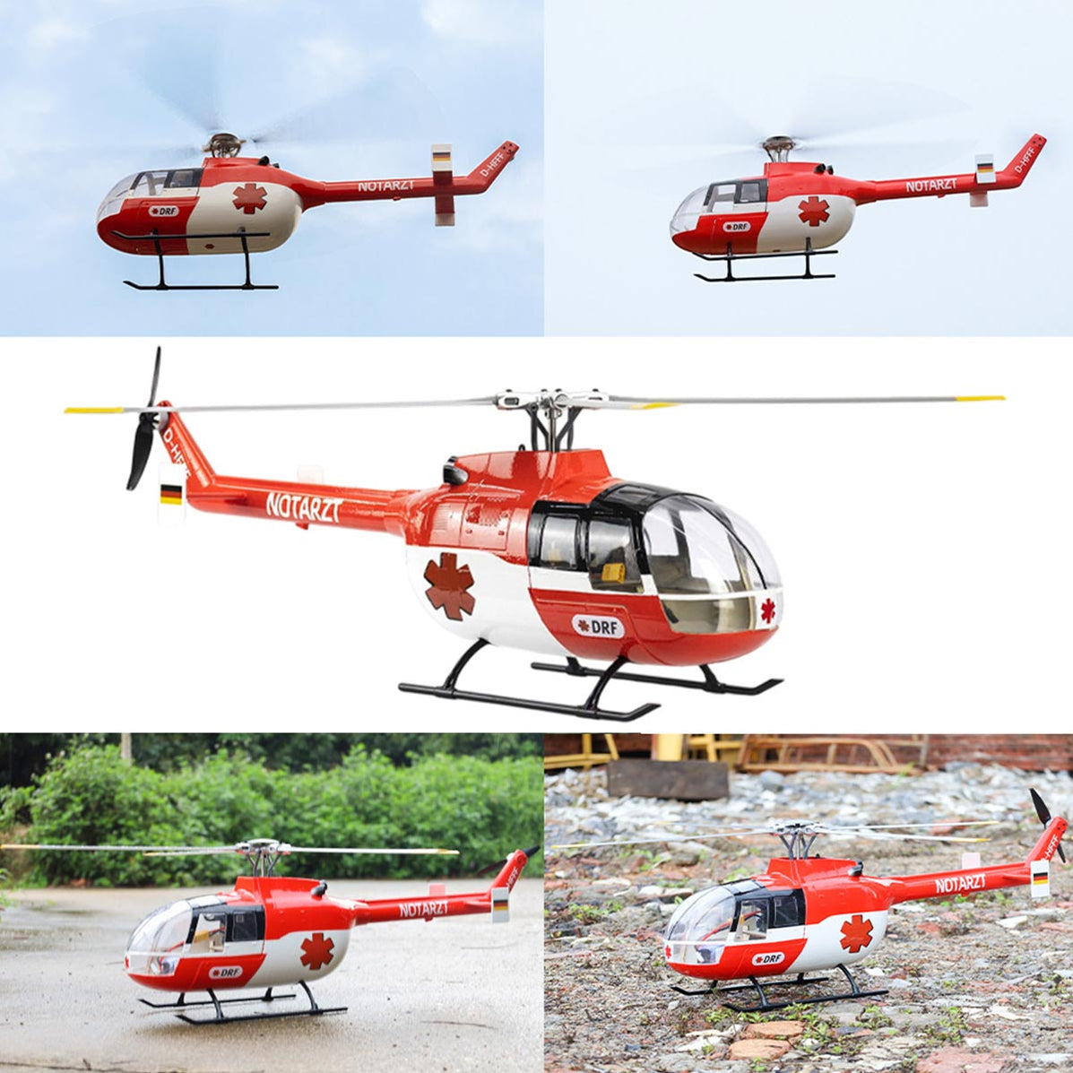 FLYWING BO105 470 Size 2.4G 6CH Military RC Helicopter With H1 Flight ...
