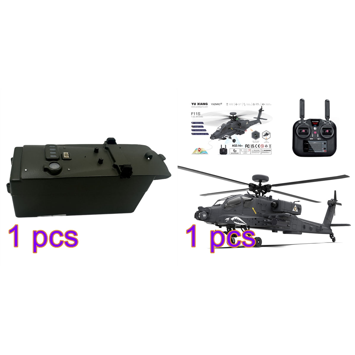 YU XIANG Apache GPS Helicopter F11-S AH64 1/32 Scale 2.4G 6CH RC Dual ...