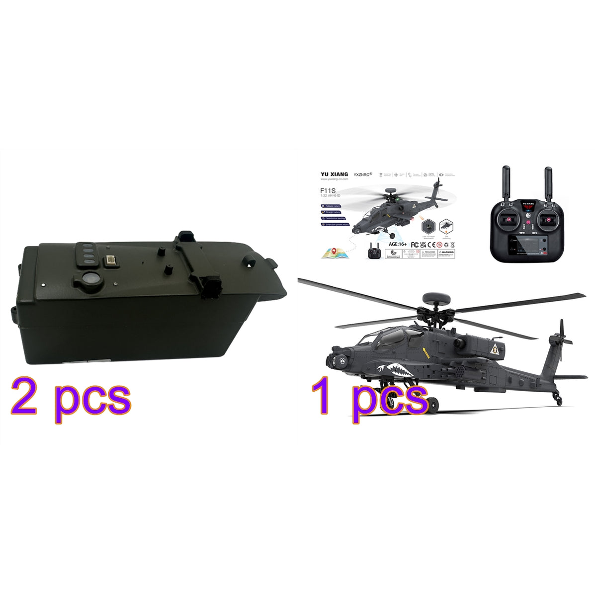 YU XIANG Apache GPS Helicopter F11-S AH64 1/32 Scale 2.4G 6CH RC Dual ...