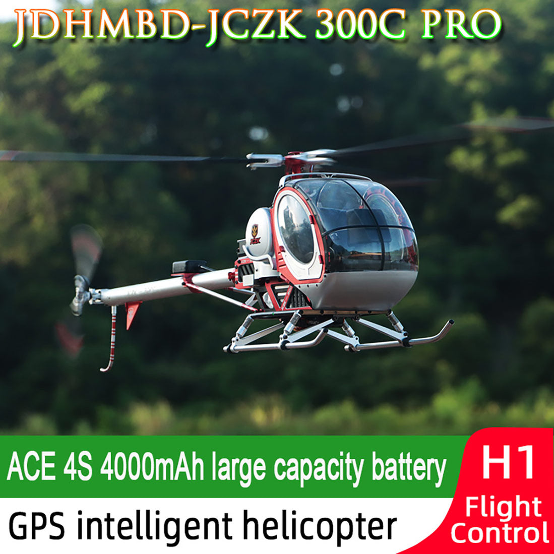 JCZK 300C PRO 2.4G 12CH Flybarless RC Helicopter Model with H1 Smart F ...