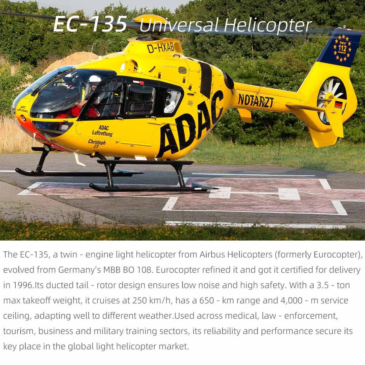 FLYWING EC135 470 Class RC Helicopter ADAC 6CH 2.4G - EngineDIY