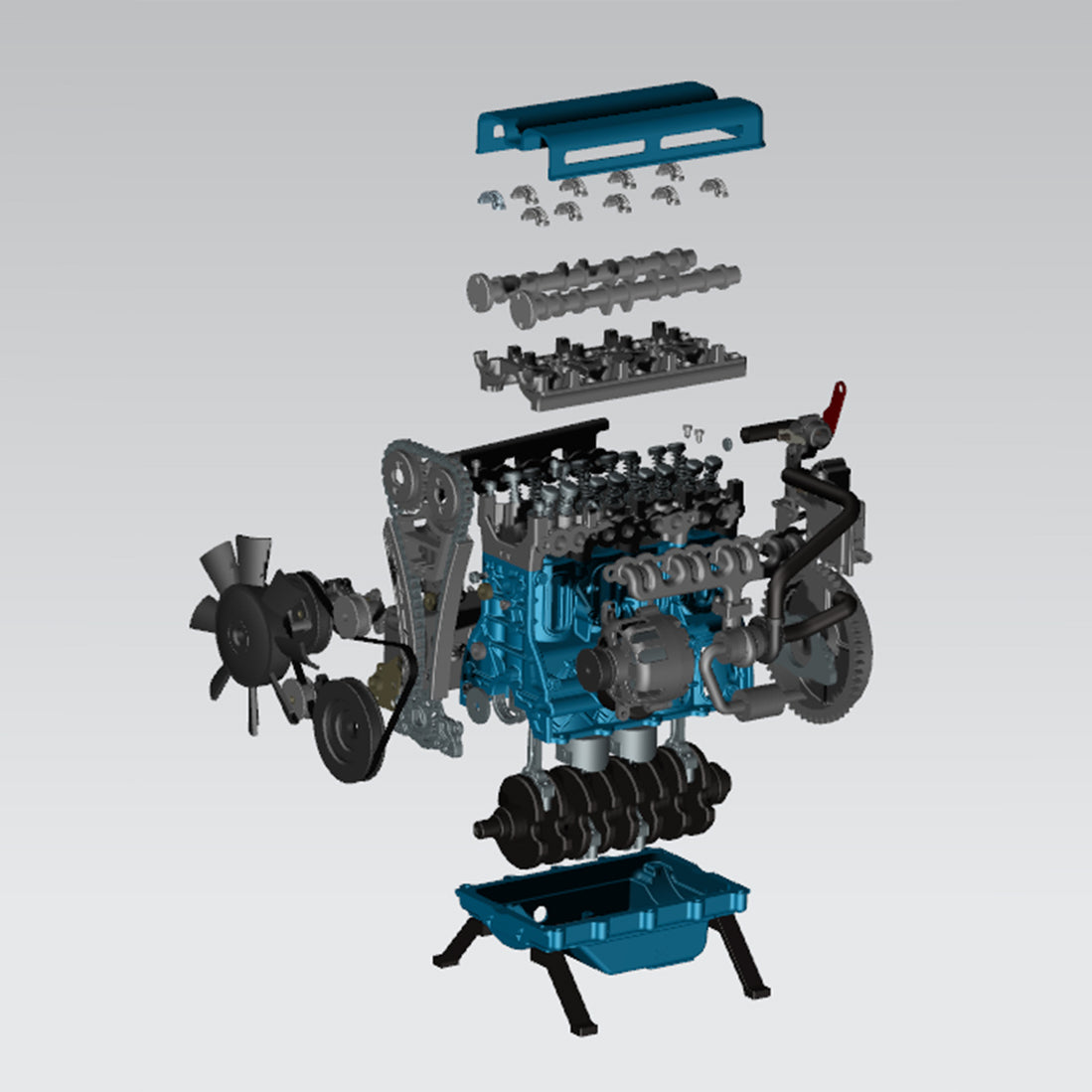 V4 Car Engine Assembly Kit Full Metal 4 Cylinder Engine Building Kit ...