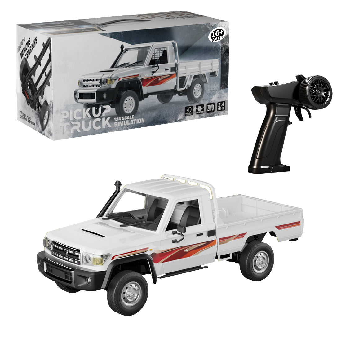1/14 Scale 2.4G Full-Proportional RC Pickup Truck with Independent Sus ...
