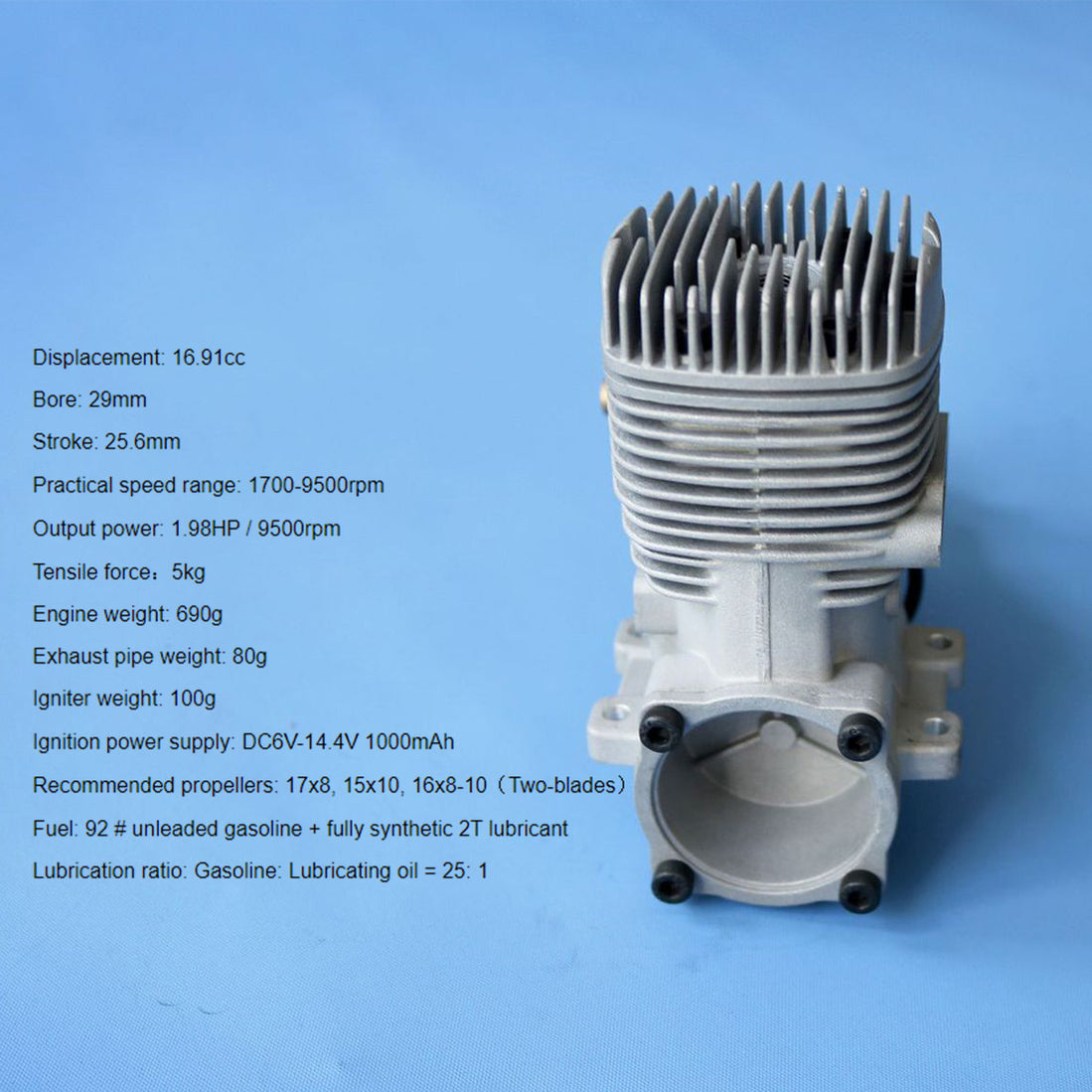 NGH GT17-Pro 17cc Single-Cylinder Two-Stroke Air-Cooled Gasoline Engine ...