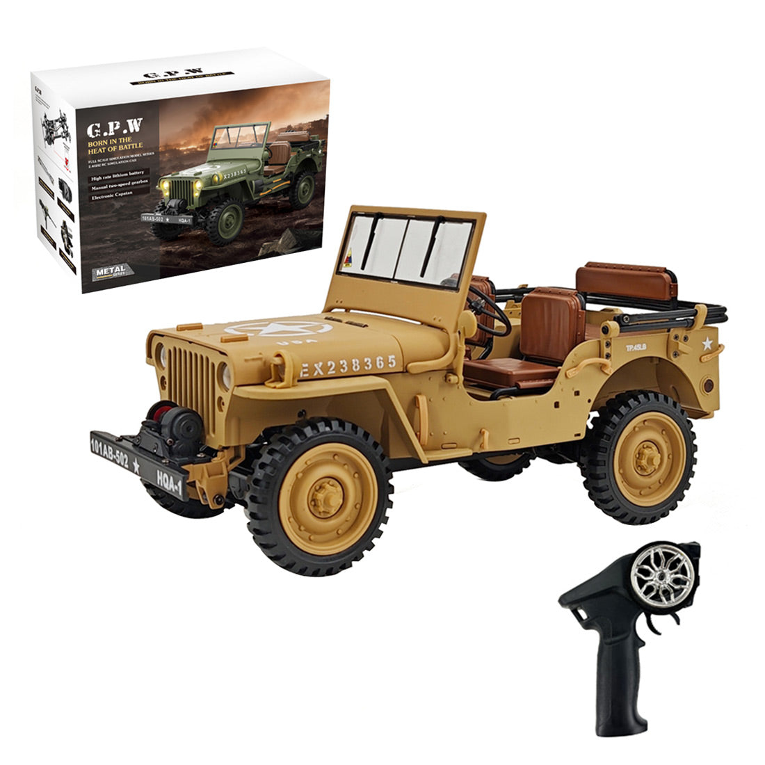 1/14 Scale 2.4G U.S. Willys RC Simulation Off-Road Car Model with Dual ...