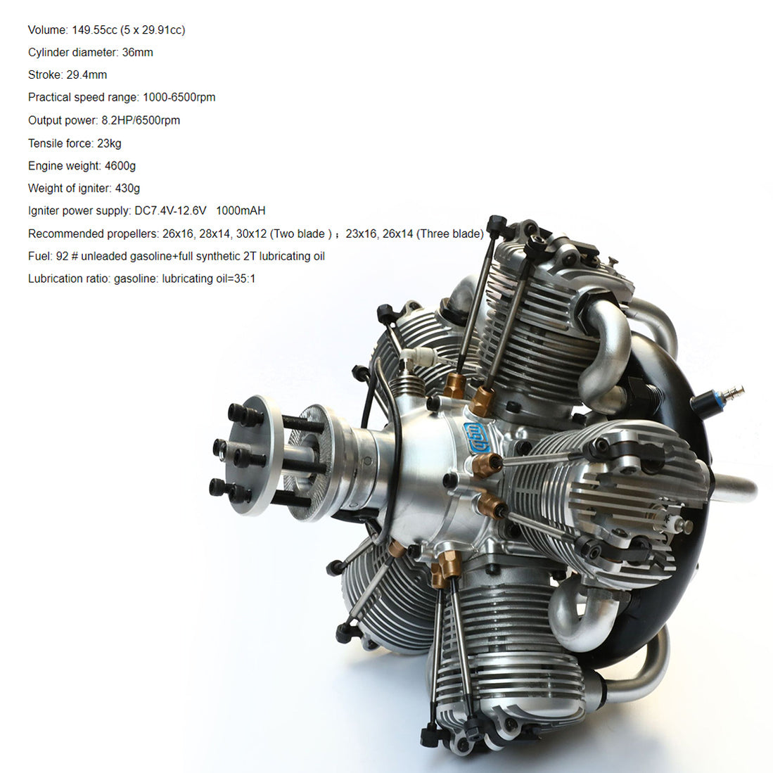NGH GF150R5 150cc Radial Engine Air-cooled Gasoline Engine -EngineDIY