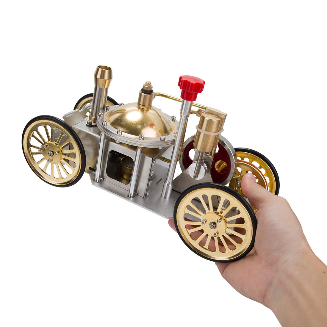 ENJOMOR Antique Metal Steam Car Model STEM Toy Christmas Gift | EngineDIY