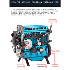 V4 Car Engine Assembly Kit Full Metal 4 Cylinder Engine Building Kit ...