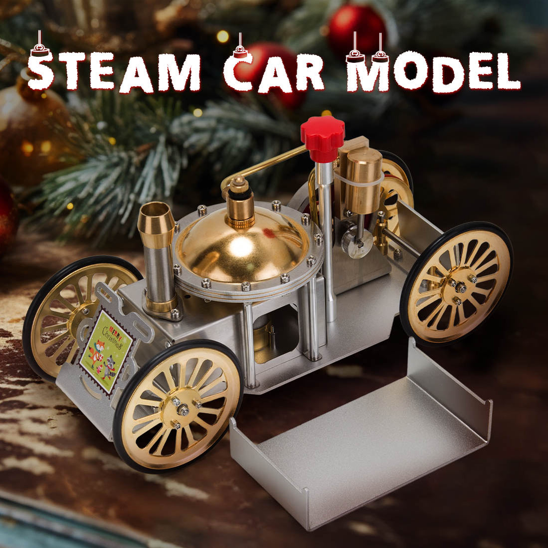 ENJOMOR Antique Metal Steam Car Model STEM Toy Christmas Gift | EngineDIY