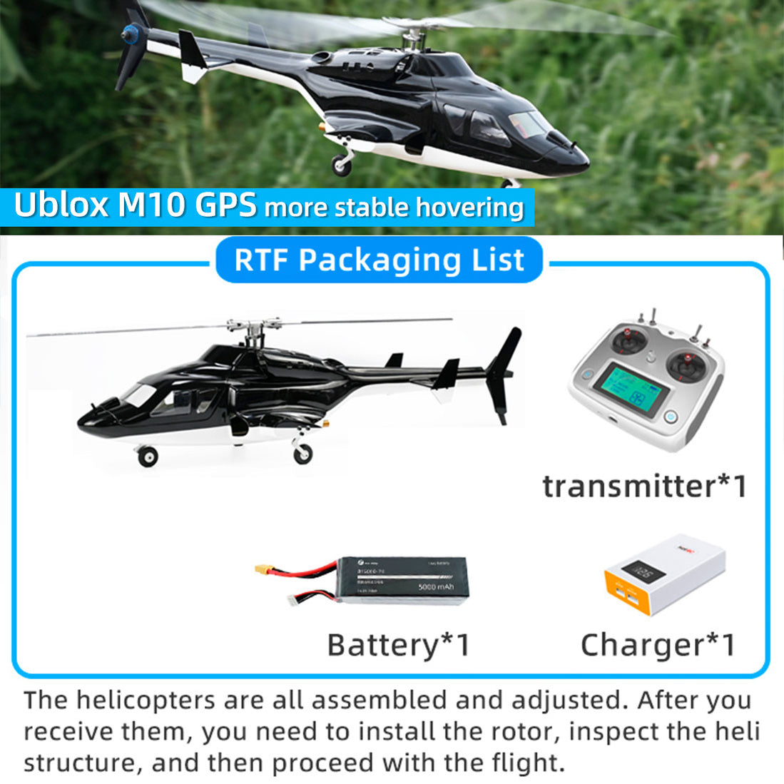 FLYWING FW450L Airwolf 450-Class RC Helicopter 2.4G RC 6CH Electric Ai ...