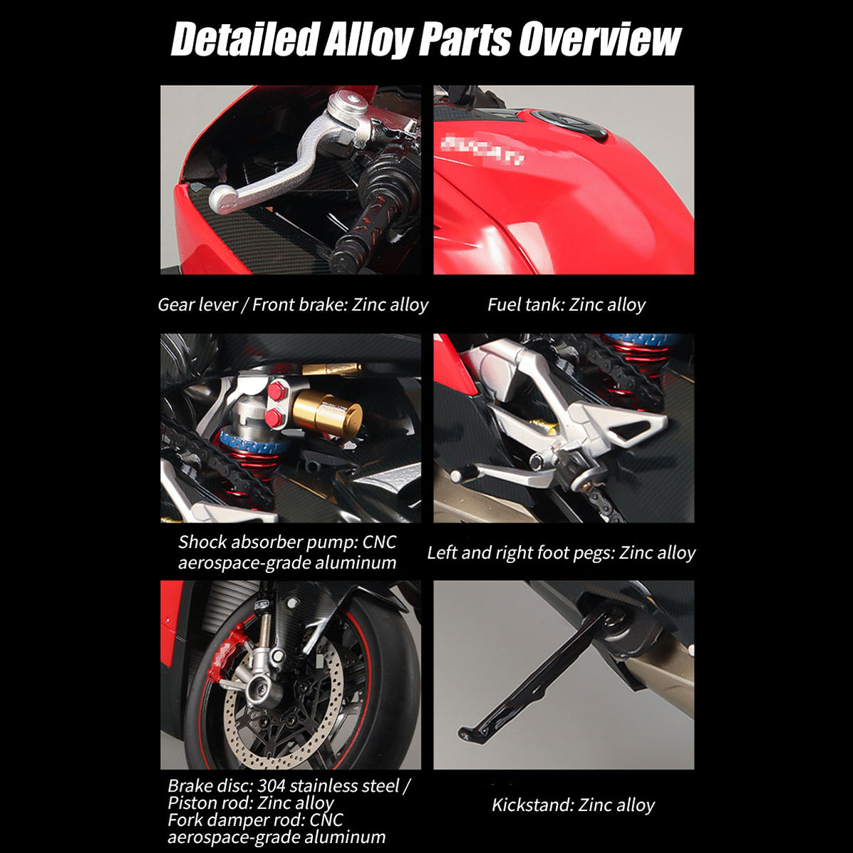 1/7 Scale Alloy Dynamic Motorcycle Model V4 Top Edition with Ignition ...