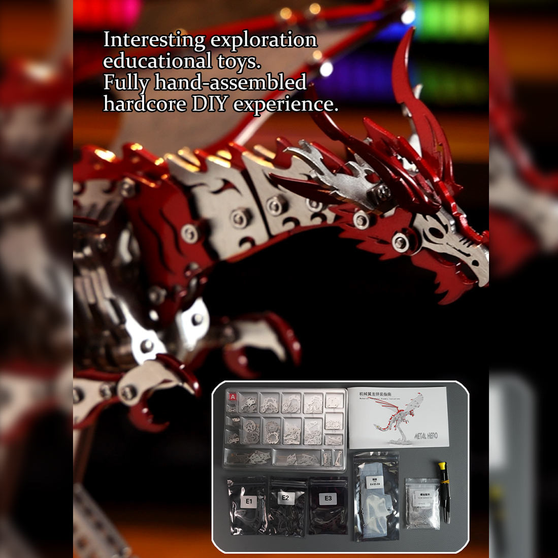 Thunder Pterosaur 3D Metal Mechanical Bionic Assembly Model Kit - EngineDIY