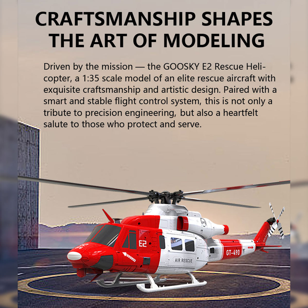 GOOSKY E2 UH-1Y 2.4G 6CH Dual Brushless Direct Drive RC Rescue Simulat ...