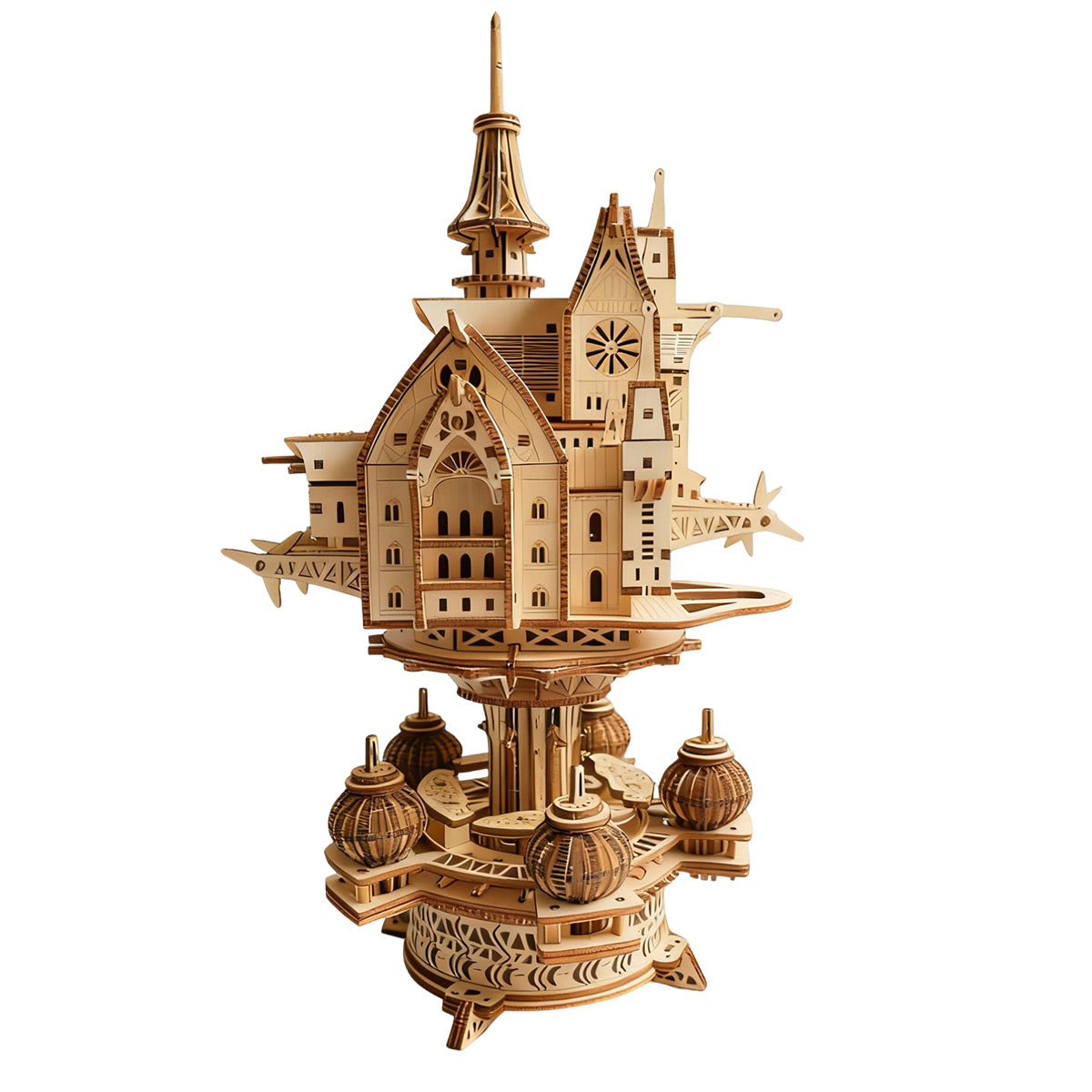 Wooden DIY Sky Sanctuary Castle 3D Model Kit - Desk Decor & Gift ...
