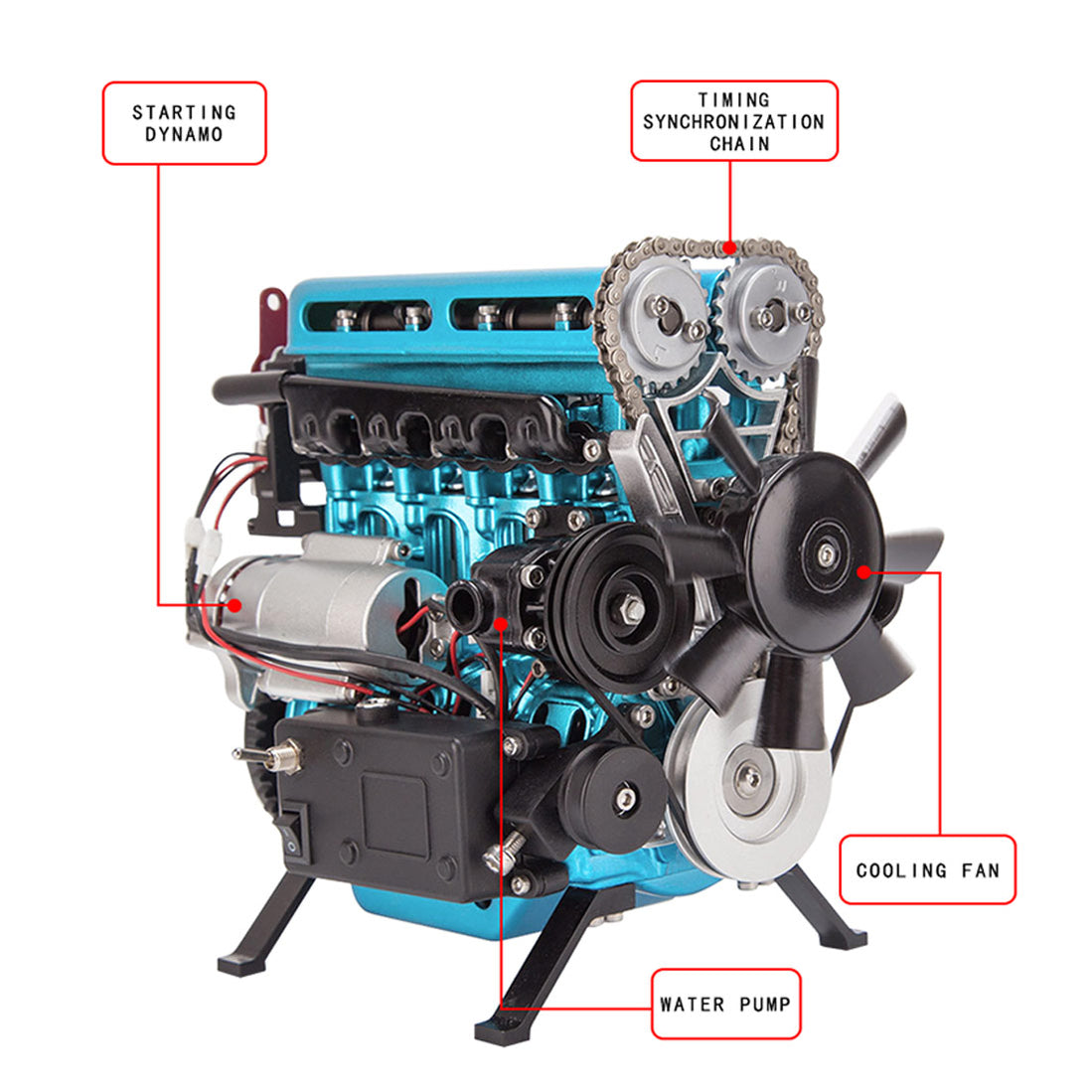V4 Car Engine Assembly Kit Full Metal 4 Cylinder Engine Building Kit ...