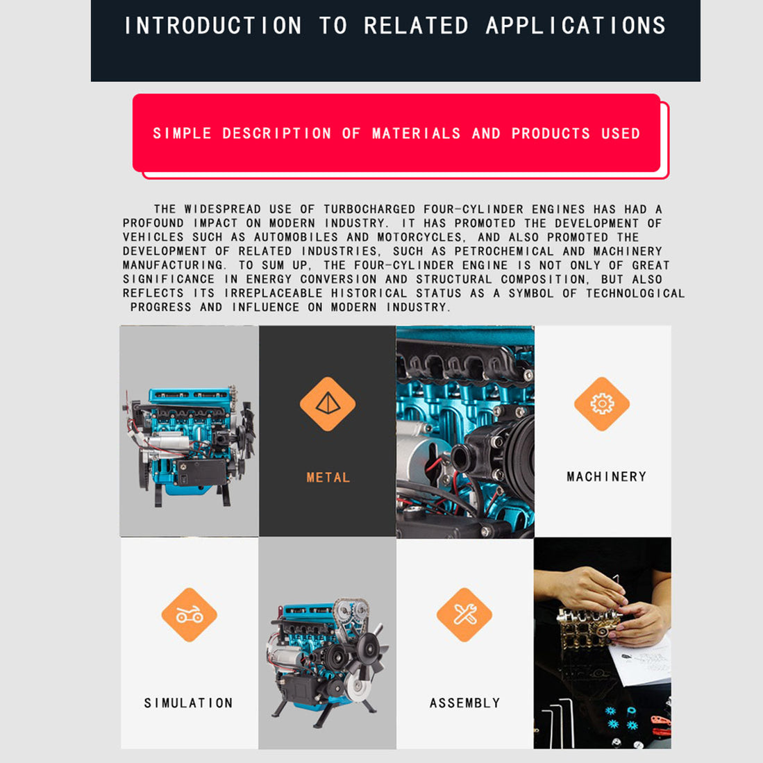 V4 Car Engine Assembly Kit Full Metal 4 Cylinder Engine Building Kit ...