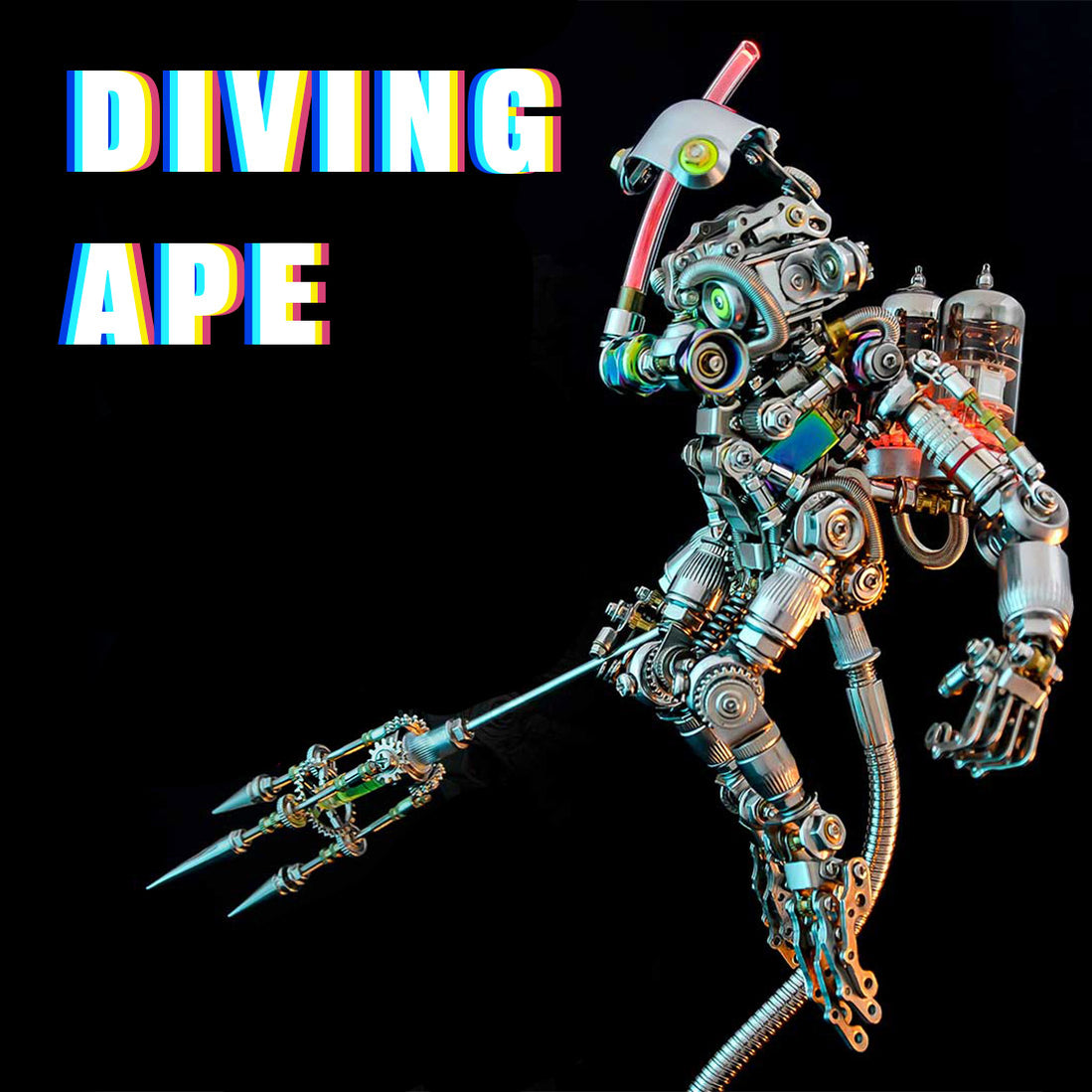 3D Mechanical Diver Ape DIY Metal Assembly Model Colorful Creative Orn ...