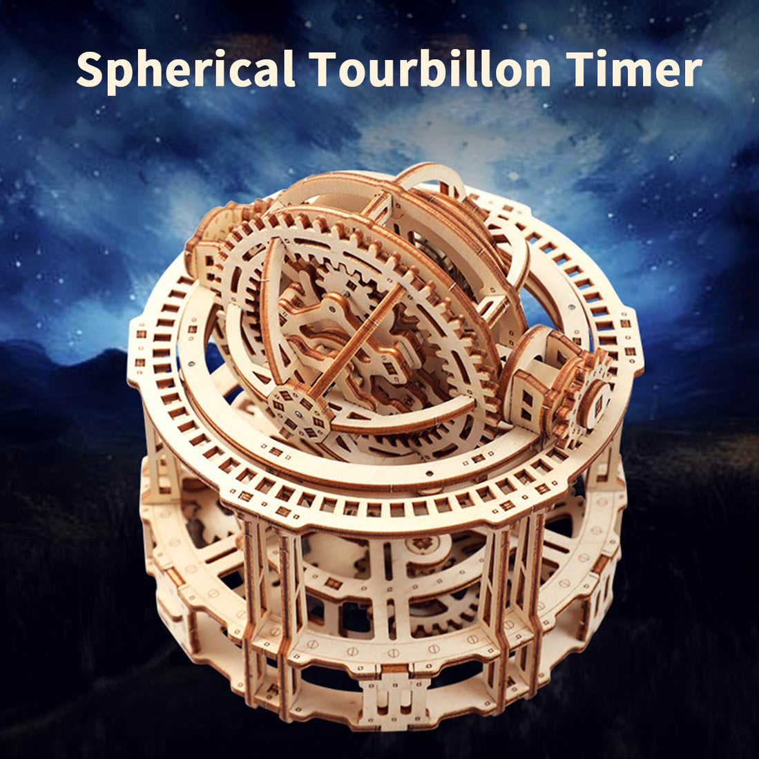 Wooden Tourbillon Timer 3D Assembly Model Kit with Mechanical Transmis ...