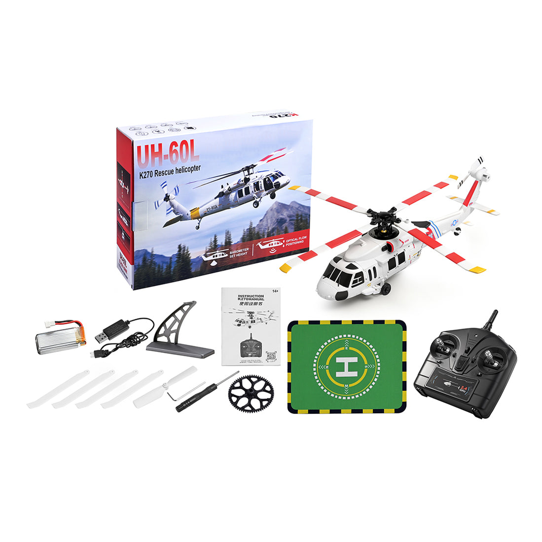 WL K270 UH-60L 2.4G 4CH 170-Class 4-Rotor Flybarless Realistic Helicop ...