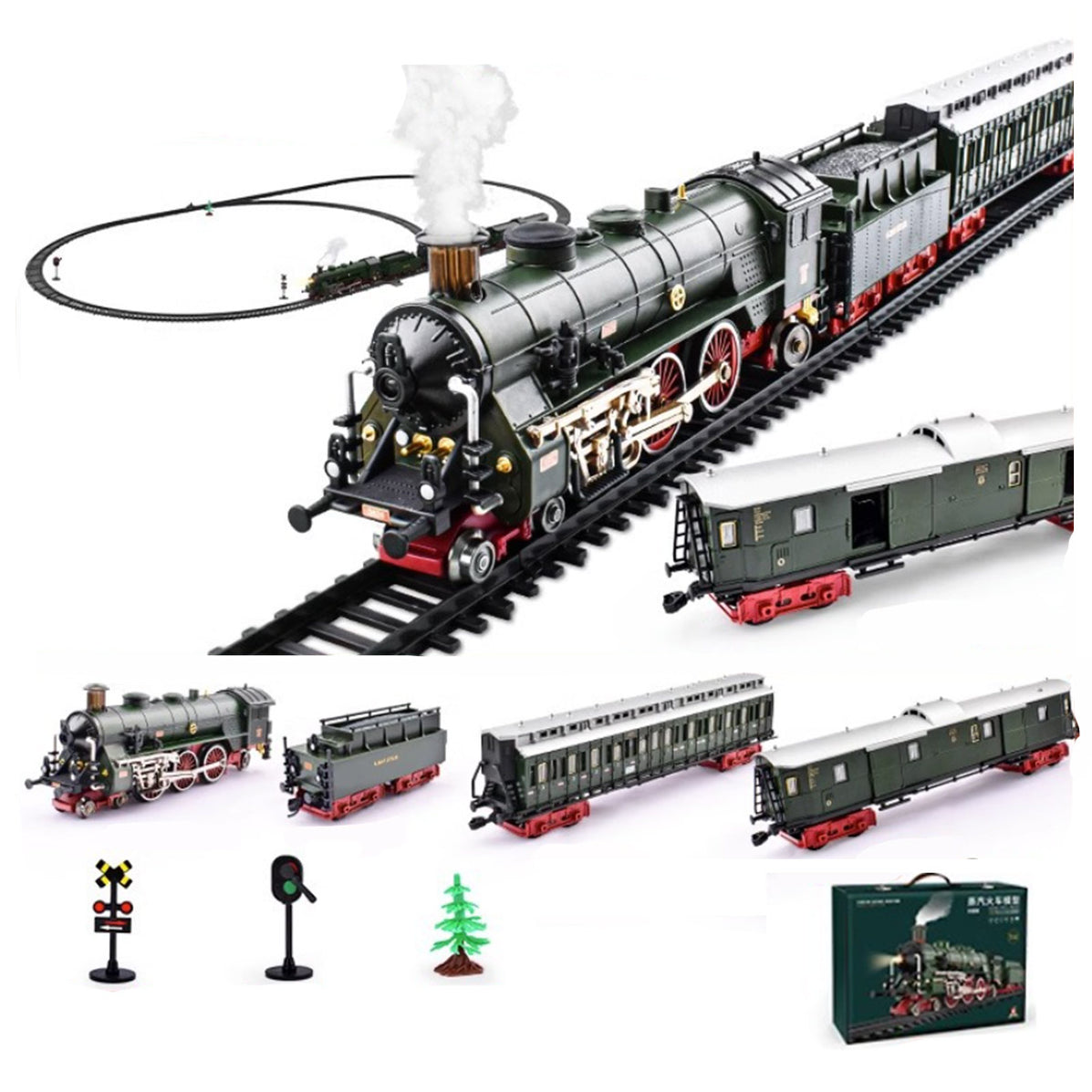 Alloy Electric Train Set Model with Carriage and Long Track - Gift for ...