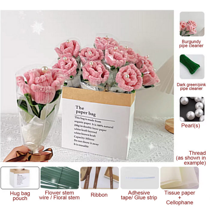 Valentine's Day Handmade DIY Twisting Stem Rose Bouquet Material Kit ...