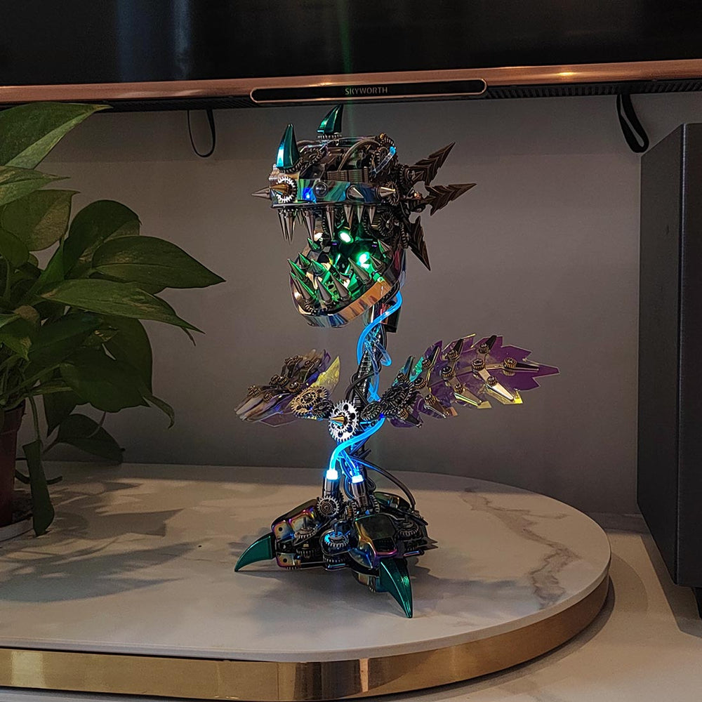 Piranha Plant Flower 3D Metal Mechanical Puzzle Model Kit with LED Lig ...