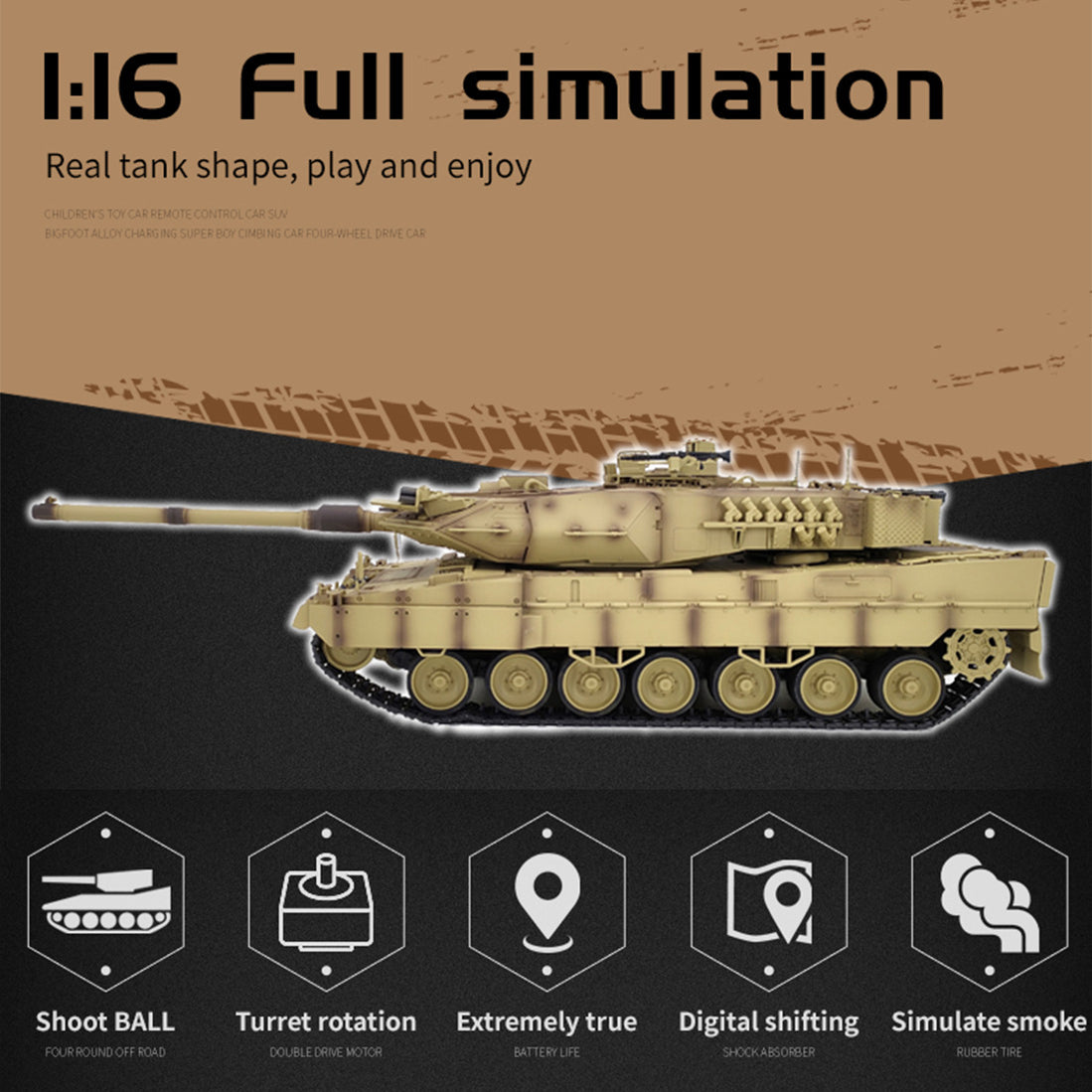 1/16 RC Tank 2.4G German Leopard 2A7 Main Battle Tank Vehicle Model To ...