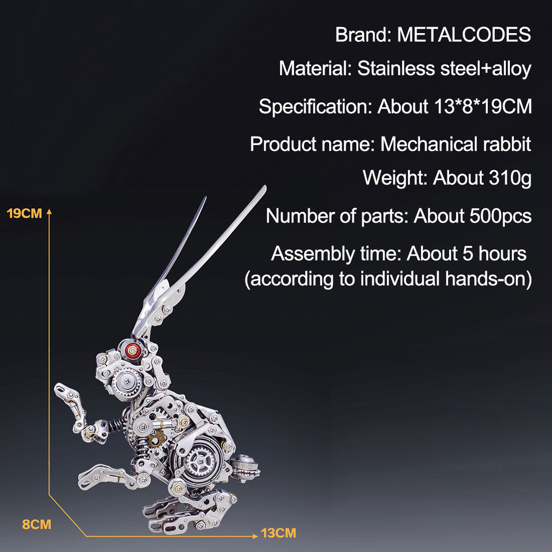 3D Puzzle DIY Model Kit Jigsaw Metal Punk Mechanical Rabbit Model Mech ...