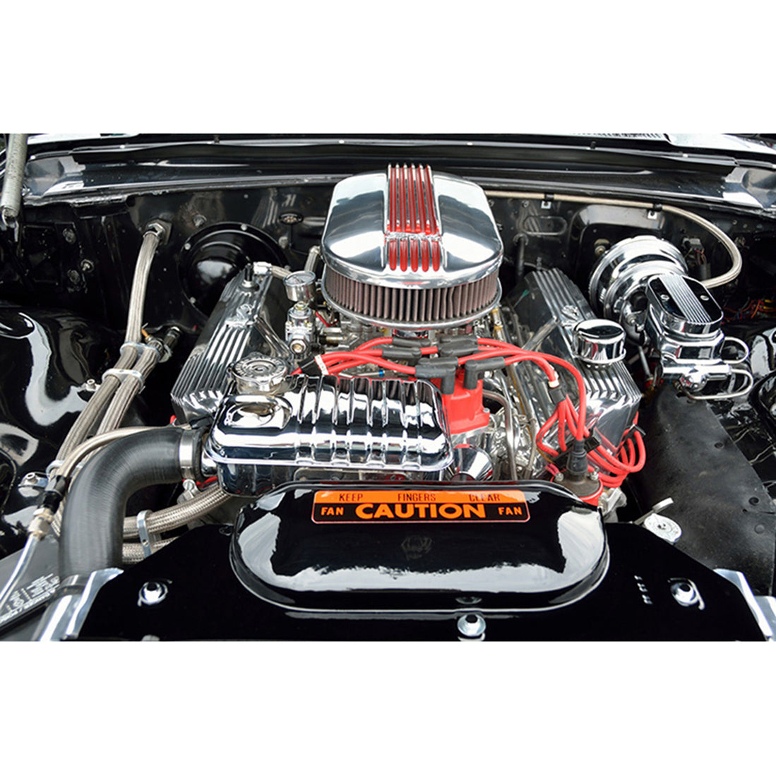 V8 Engine Fan Radiator Motor Hood Kit for 1/10 RC Car GRC 1976 F76 Mot ...