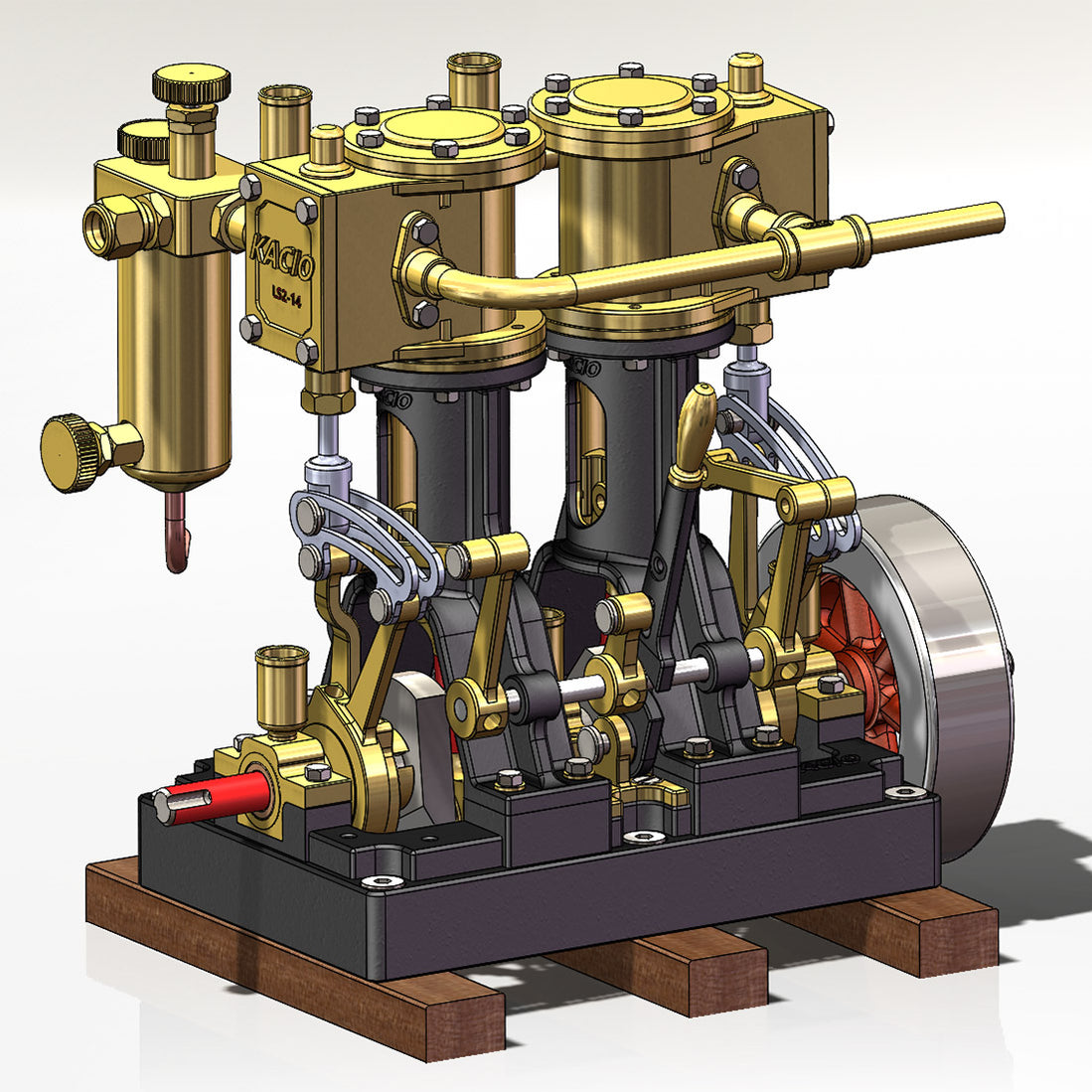 KACIO LS2-14 2 Cylinders Reciprocating Retro Steam Engine Model for Mo ...