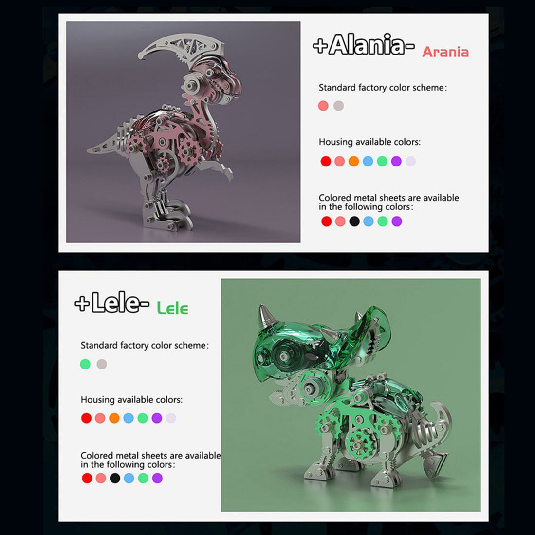 3D Metal Mechanical Dinosaur Model Kit DIY Parasaurolophus Assembly Mo ...