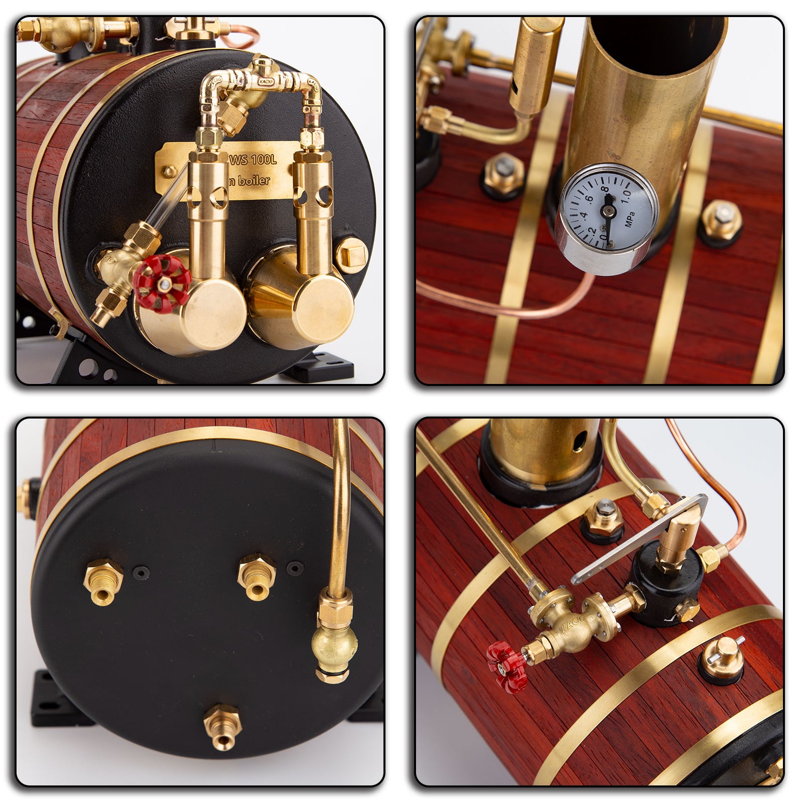 KACIO WS100L 850mL Horizontal Steam Boiler for Model Ship Steam Engine ...