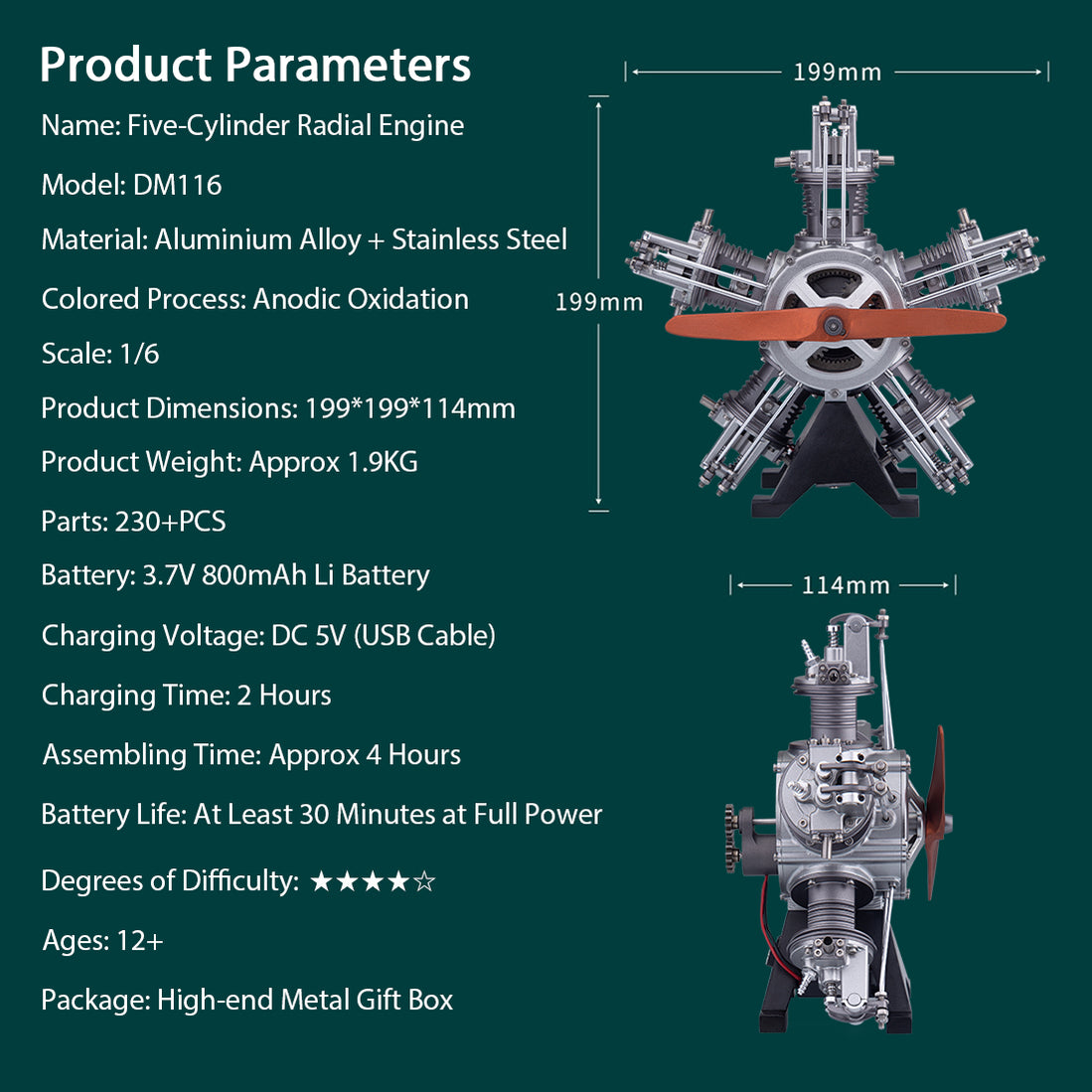 5 Cylinder Radial Engine Model Kit that Works - Build Your Own Radial ...