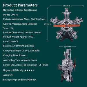 5 Cylinder Radial Engine Model Kit that Works - Build Your Own Radial ...