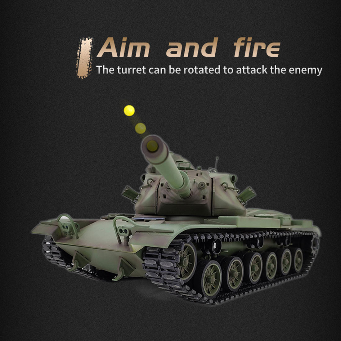 1/16 2.4G RC Tank American M60A3 Main Battle Tank Model Vehicle with L ...