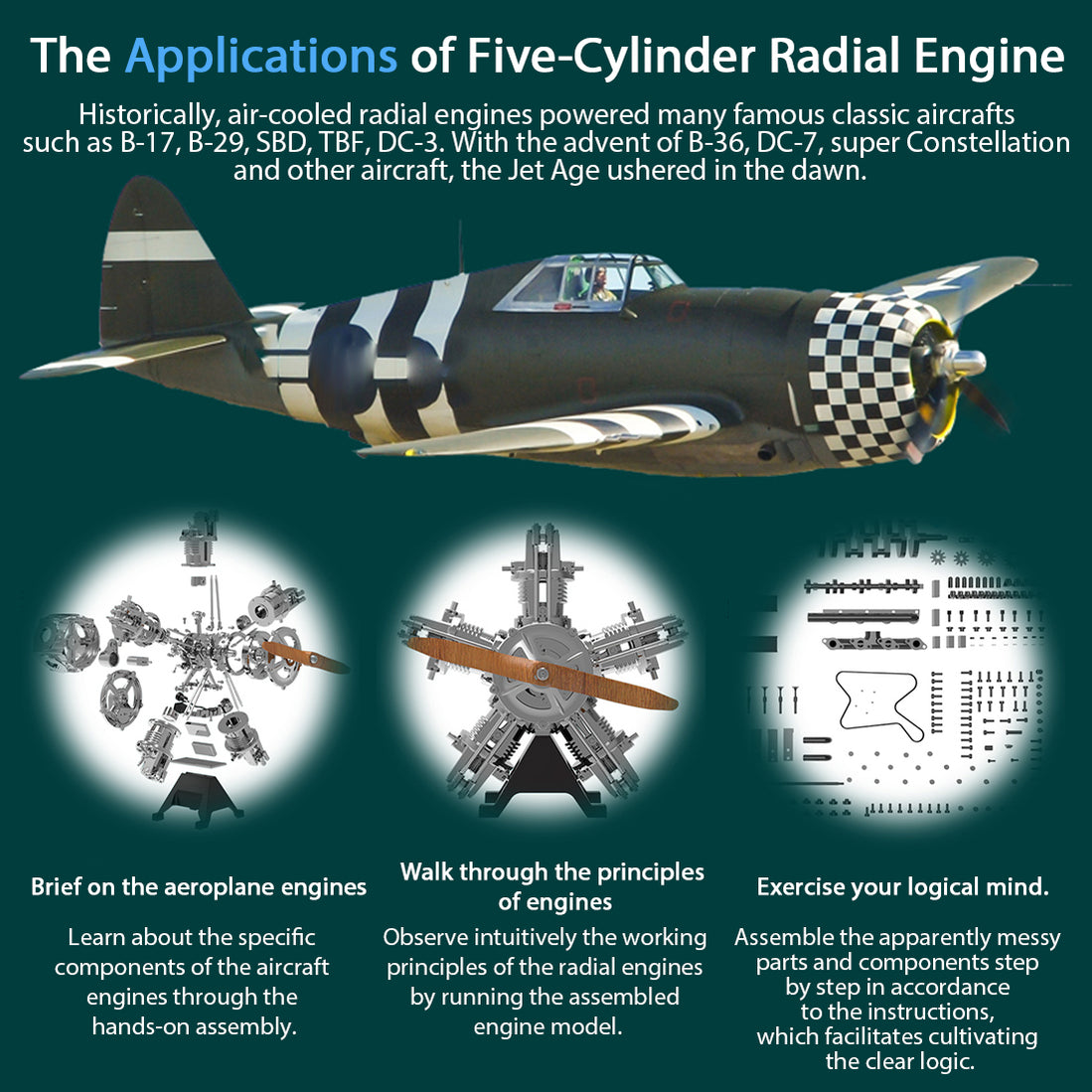 5 Cylinder Radial Engine Model Kit that Works - Build Your Own Radial ...
