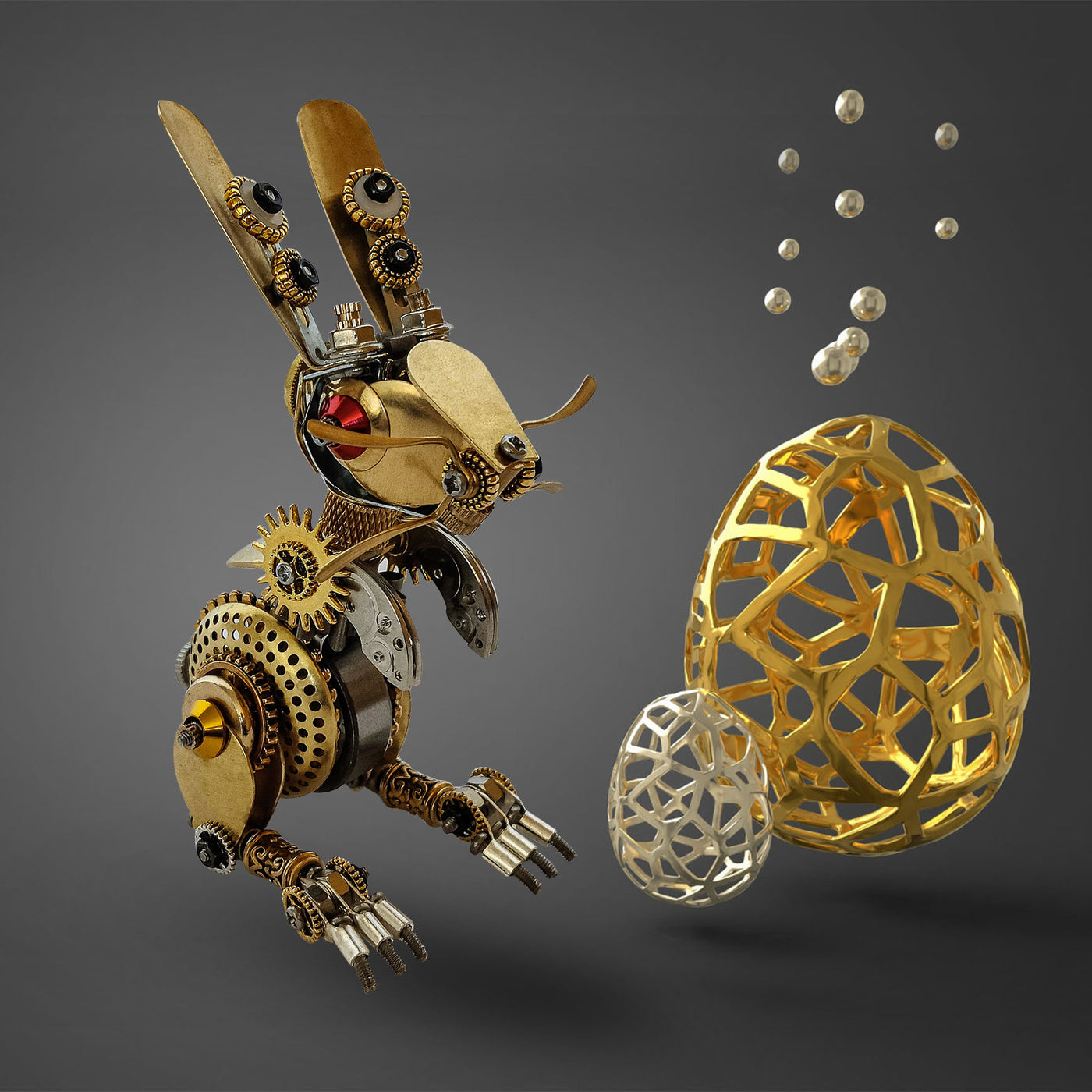 3D Metal Steampunk Puzzle Mechanical Easter Bunny Rabbit Model DIY Ass ...