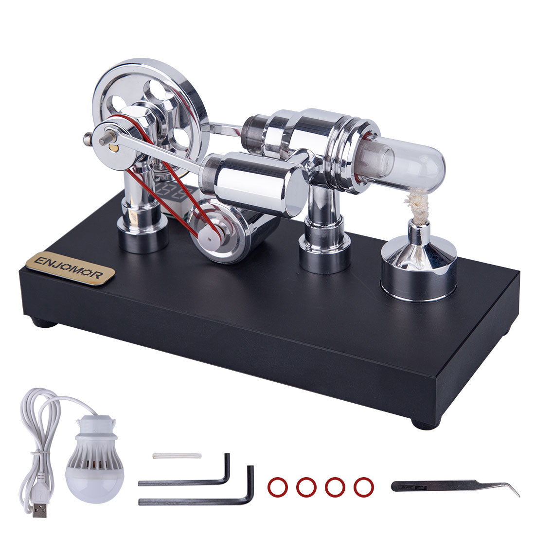 ENJOMOR Metal Gamma Hot-air Stirling Engine Model with Bulb Educationa ...